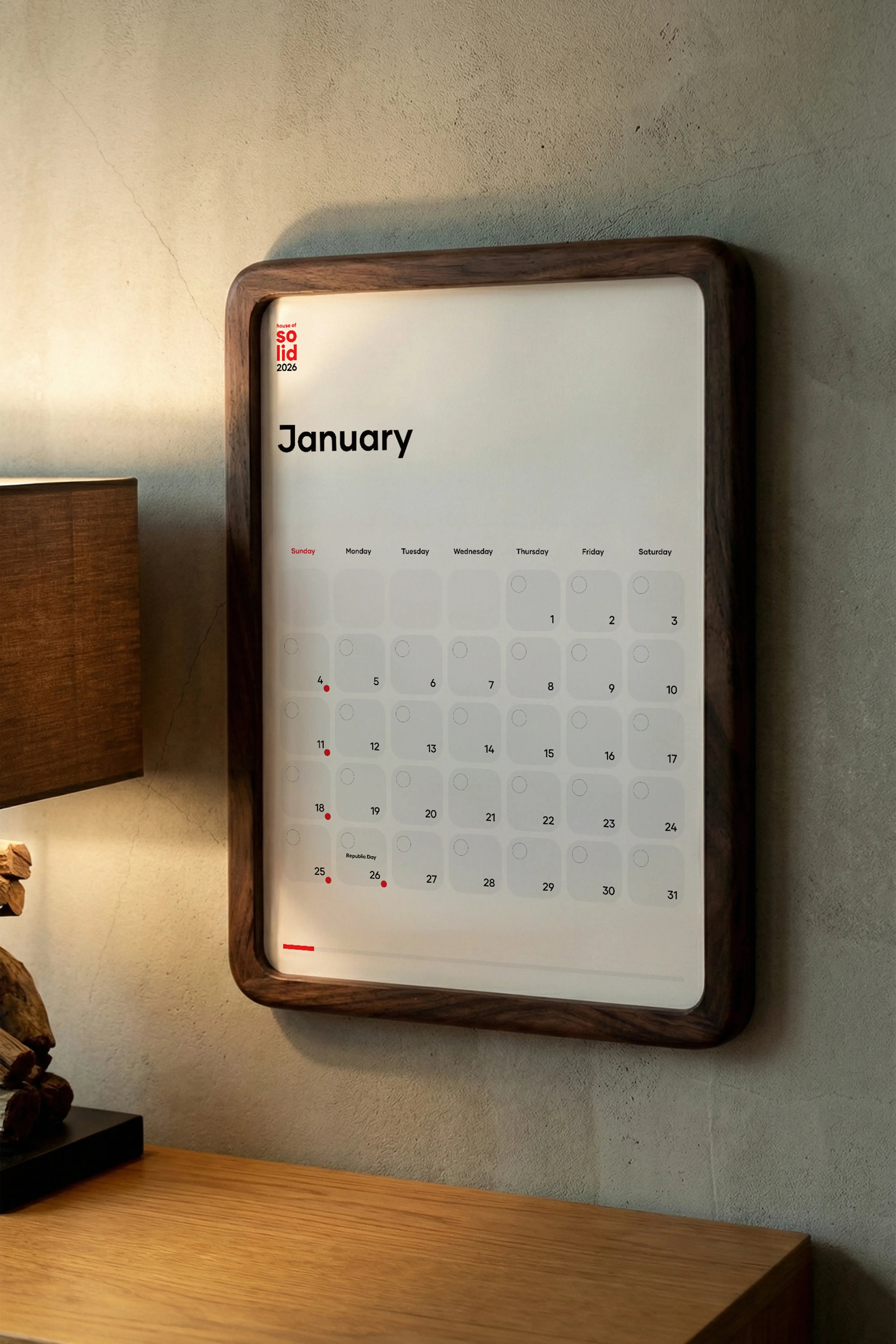12-Month Rolling Calendar Kit | Solid Wood Frame Wall Planner (A4 ...